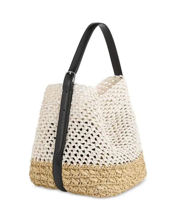 TOTEME Medium Belted Raffia Tote - Ecru/vanilla