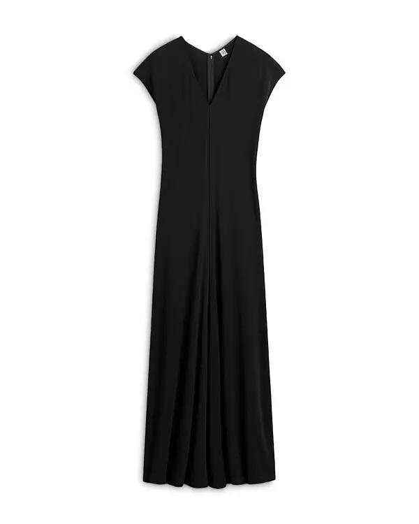 TOTEME V Neck Jersey Dress - Black