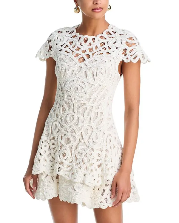 Simkhai Lina Lace Guipure Mini Dress - White