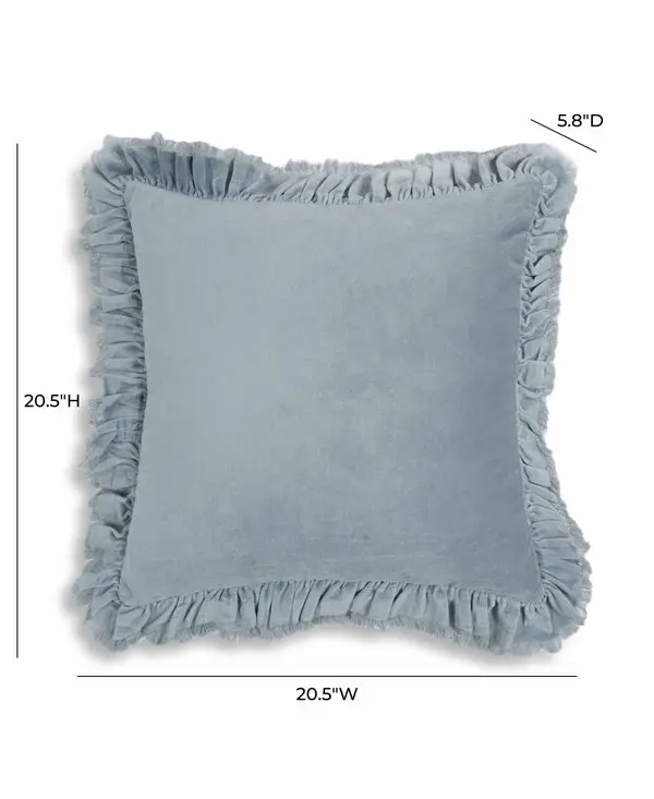 TOV FURNITURE Alessia Velvet Square Throw Pillow - Blue