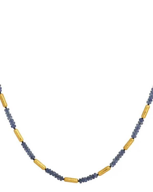 Gurhan 18k & 24k Yellow Vertigo Blue Sapphire Gale Bead Collar Necklace, 16 - Gold