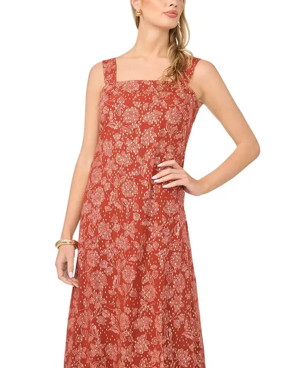 Vince Camuto Square Neck Floral Print Maxi Dress