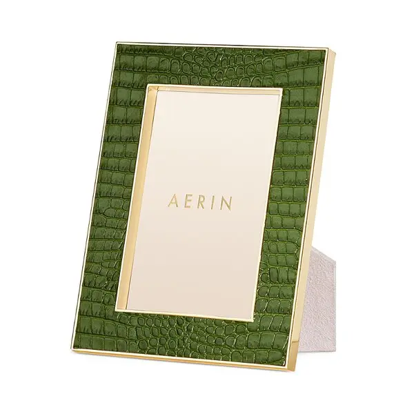 Aerin Classic Croc Leather Frame, 4 X 6 - Verde