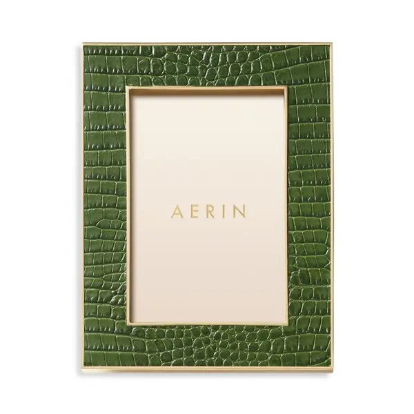 Aerin Classic Croc Leather Frame, 4 X 6 - Verde