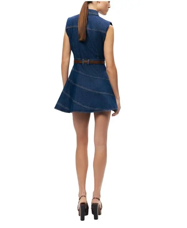 NOCTURNE Sleeveless Denim Mini Dress With Belt