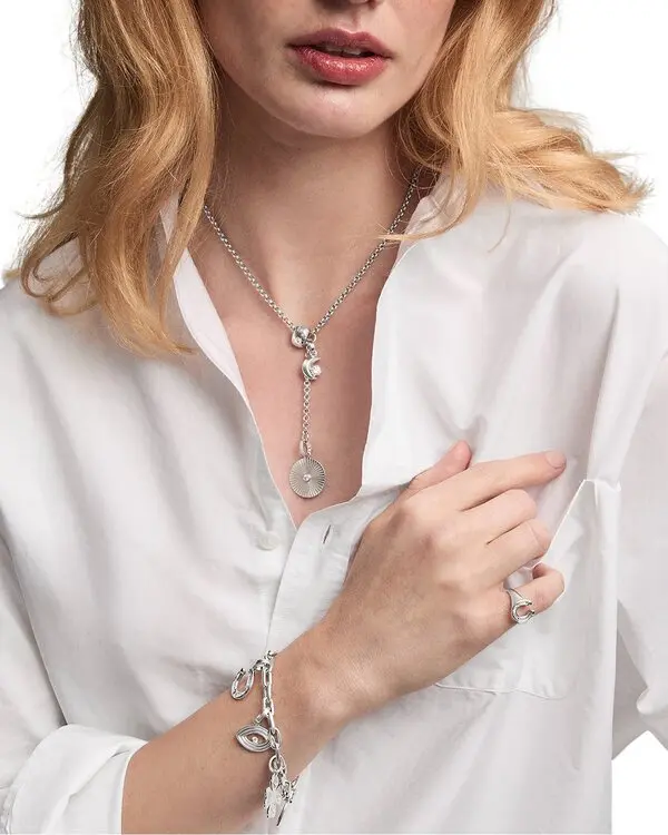 Adina Reyter Sterling Rolo Link Lariat Necklace