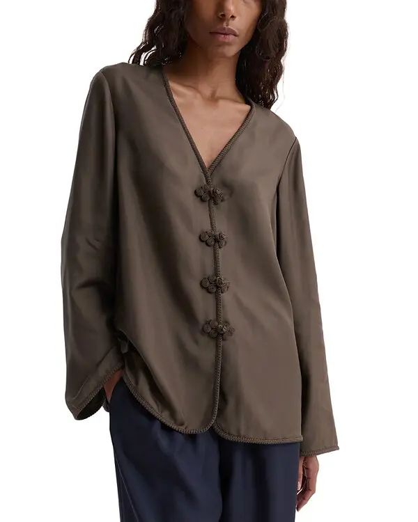 RÓHE Pankou Closure Silk Top - Earth