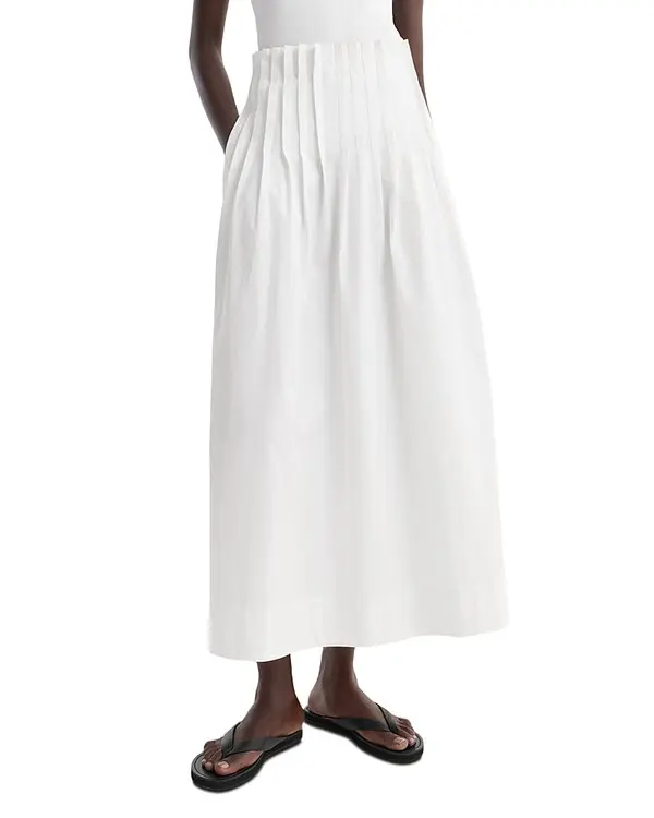 RÓHE Pleated Poplin Maxi Skirt - Optic White