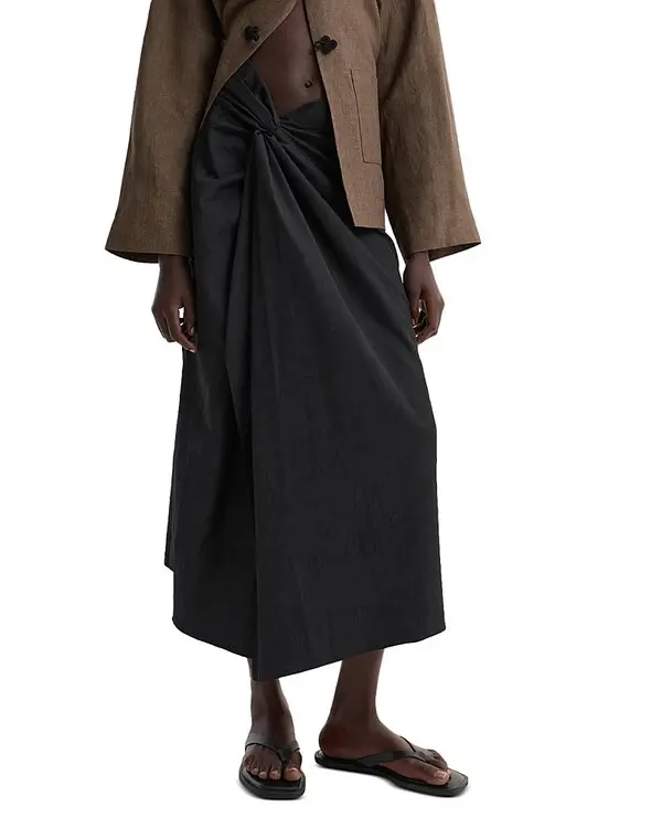 RÓHE Sarong Textured Skirt - Black