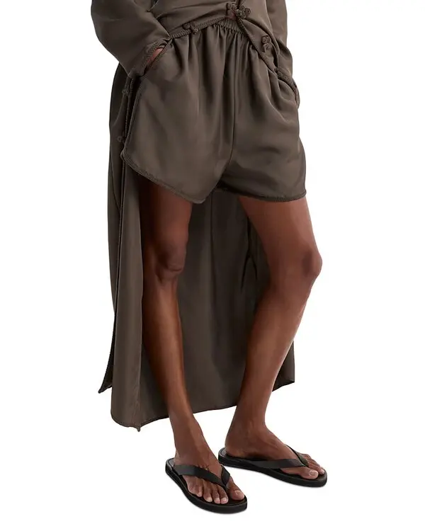 RÓHE Taped Silk Shorts - Earth