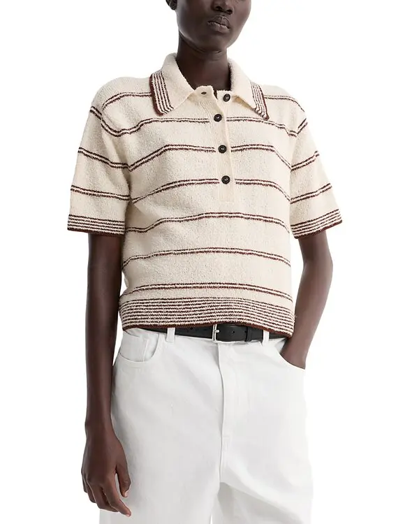 RÓHE Towelling Striped Polo - Cream
