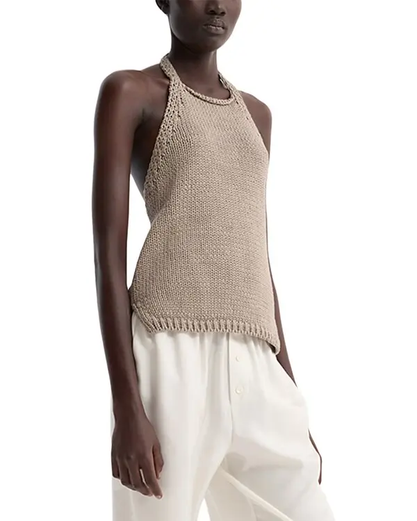 RÓHE Chunky Knit Halter Top - Stone