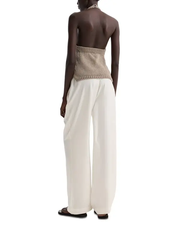 RÓHE Chunky Knit Halter Top - Stone