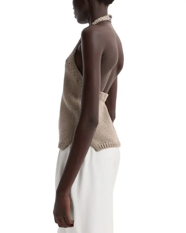 RÓHE Chunky Knit Halter Top - Stone