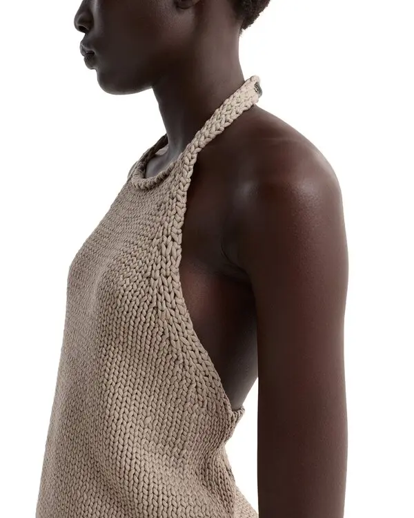 RÓHE Chunky Knit Halter Top - Stone