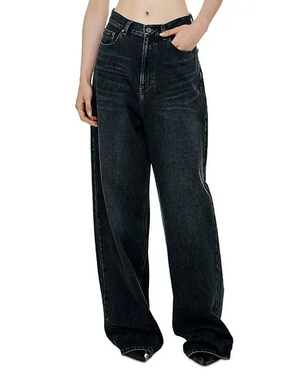 LEMIUNE 01 Loose Wide Leg Jeans - Bk