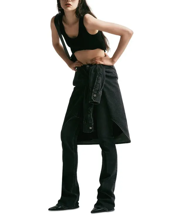 LEMIUNE 01 Flare Leg Jeans In Black Wash Denim