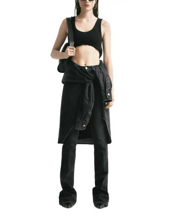 LEMIUNE 01 Flare Leg Jeans In Black Wash Denim