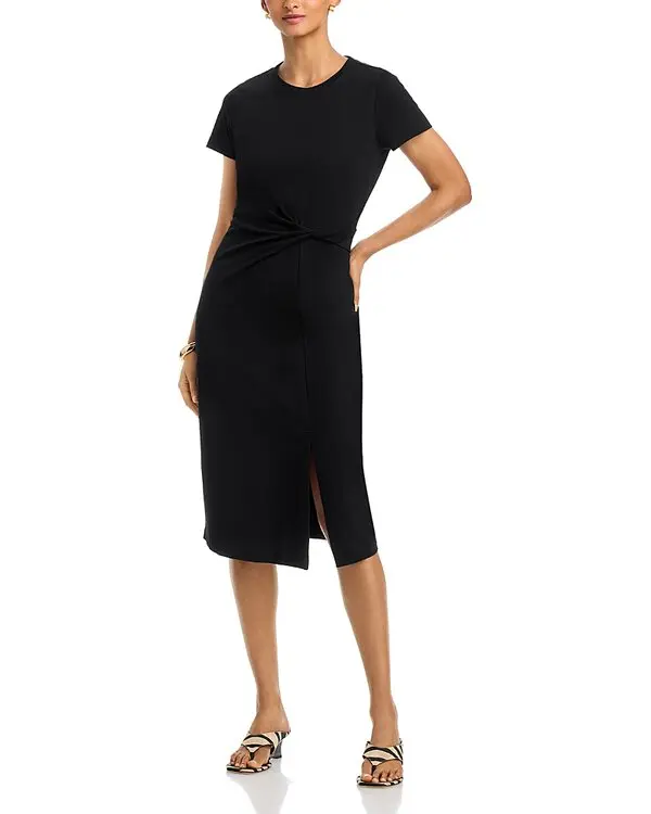 SINGLE THREAD Twist Front Knit Dress - Black