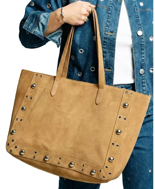 ELLE COLLECTION Suede Grommet Tote Bag