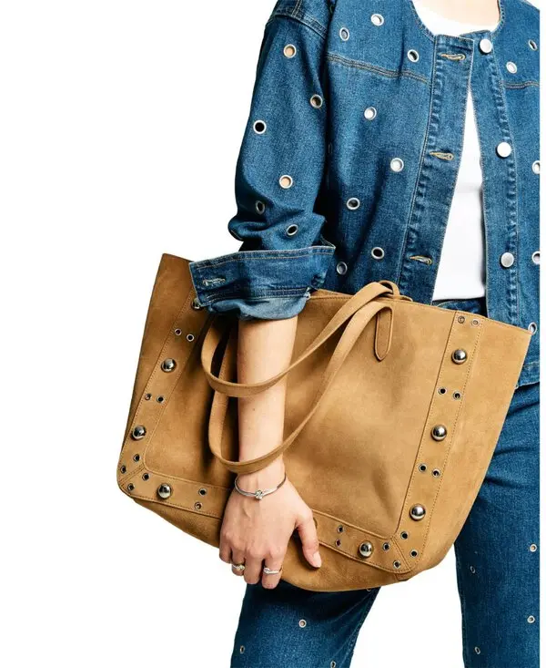 ELLE COLLECTION Suede Grommet Tote Bag