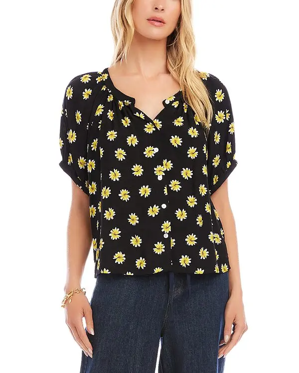 Karen Kane Puff Sleeve Peasant Top - Print
