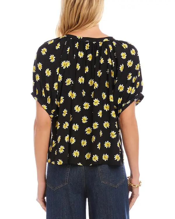 Karen Kane Puff Sleeve Peasant Top With Floral