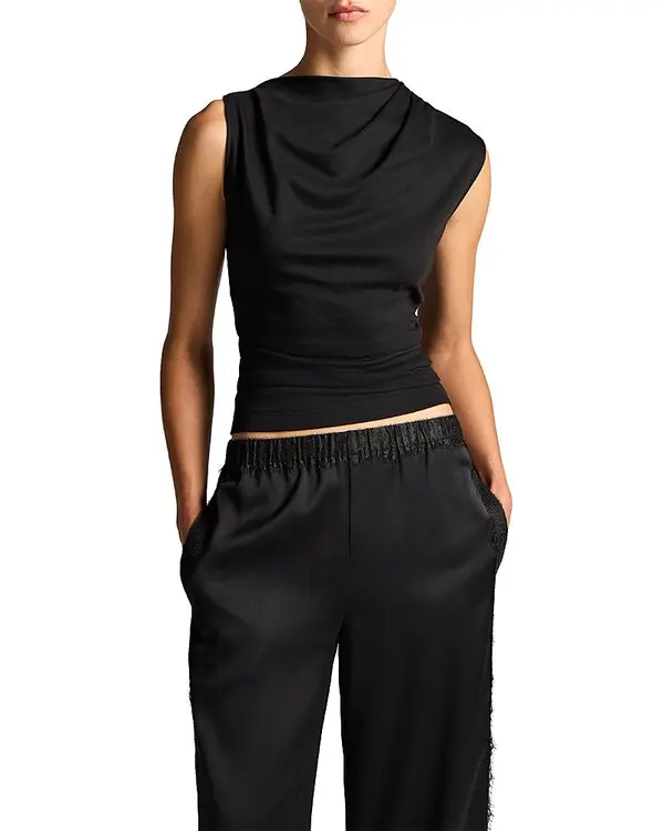 Vince Sleeveless Drape Top - Black
