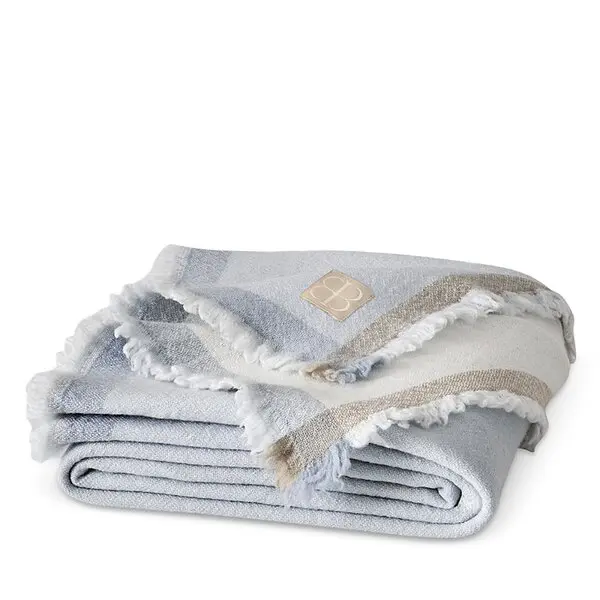 BOLL & BRANCH Lave Wool Throw Blanket - Hydrangea/cream