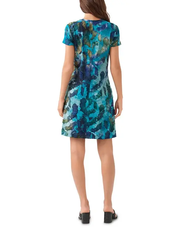 Karen Kane Short Sleeve V-neck Printed Dress - Teal