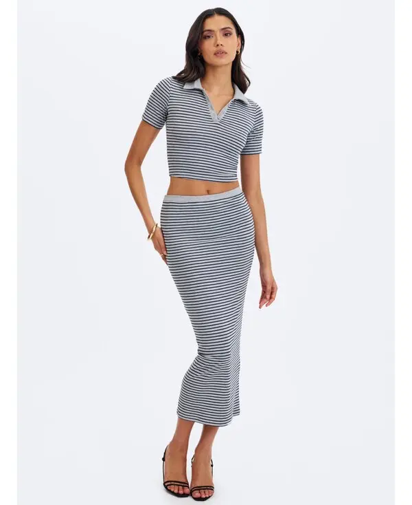 MISS CIRCLE Westlyn Lyocell Jersey Striped Maxi Skirt