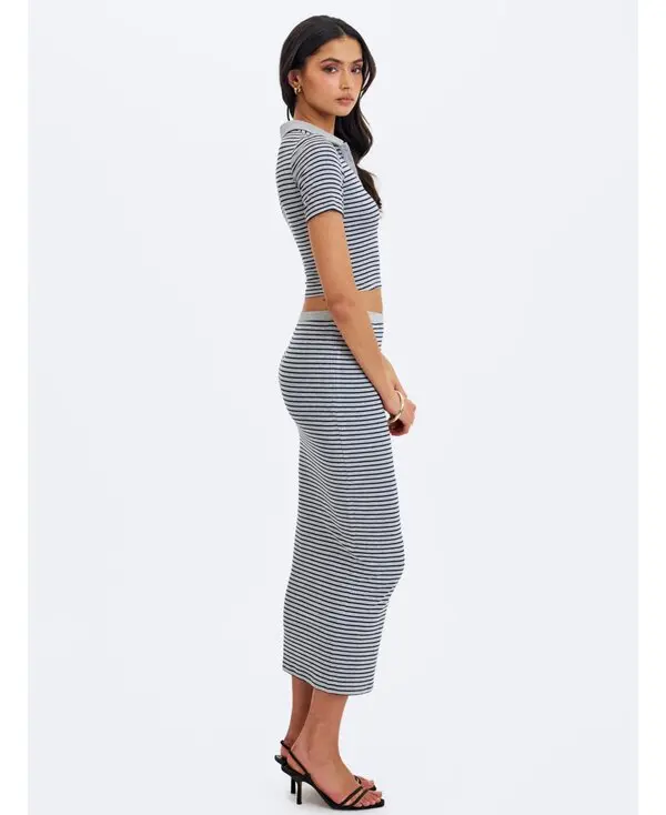 MISS CIRCLE Westlyn Lyocell Jersey Striped Maxi Skirt