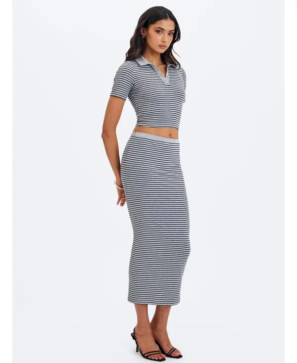 MISS CIRCLE Westlyn Lyocell Jersey Striped Maxi Skirt