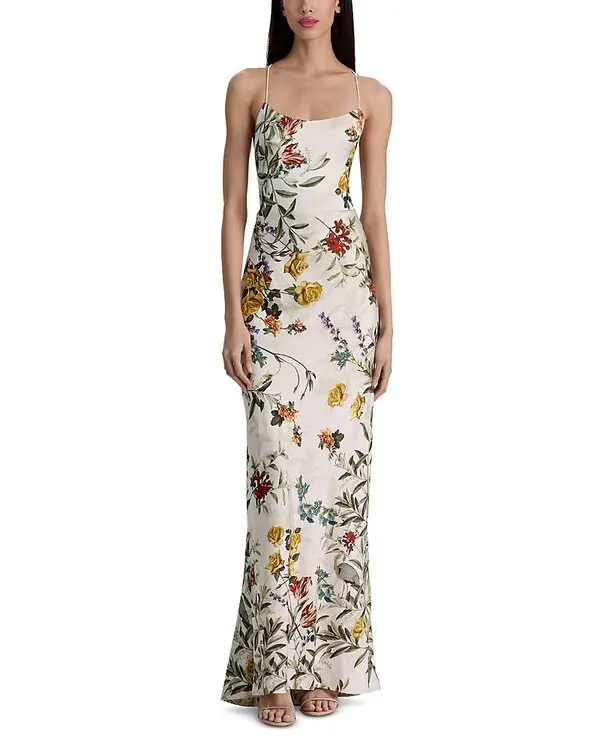 Alice + Olivia Montana Slip Gown - Desert Sprigs Vanilla