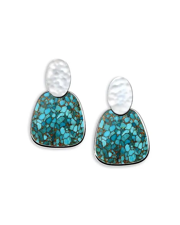 Ippolita Sterling Polished Rock Candy Turquoise Crinkle Oval Earrings - Silver