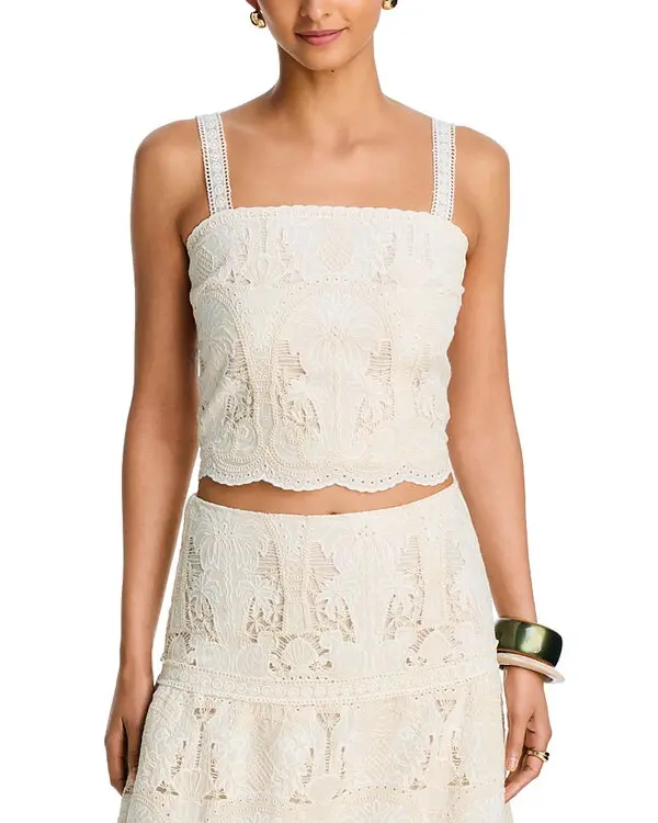 Aqua Mixed Lace Tank Top Exclusive - Ivory