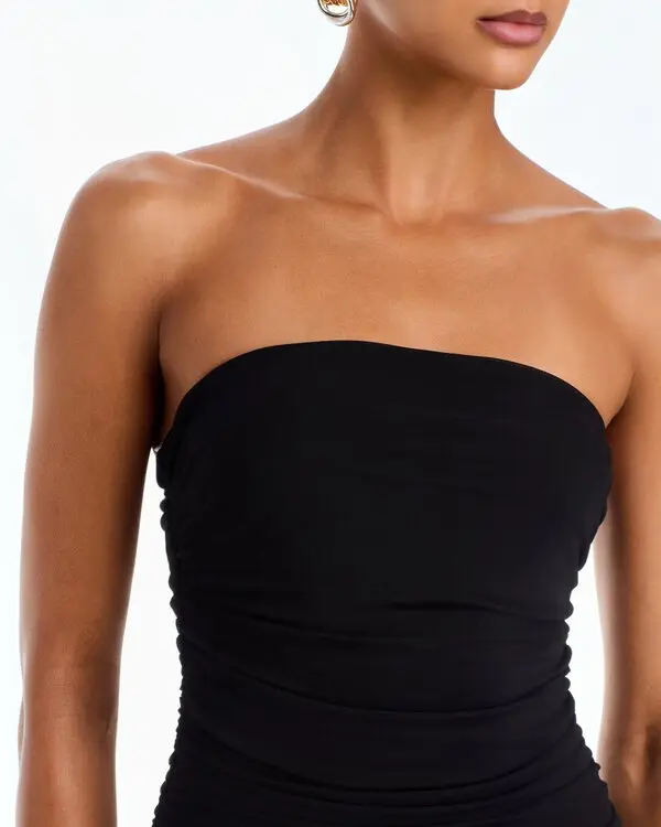 Aqua Mesh Strapless Maxi Dress