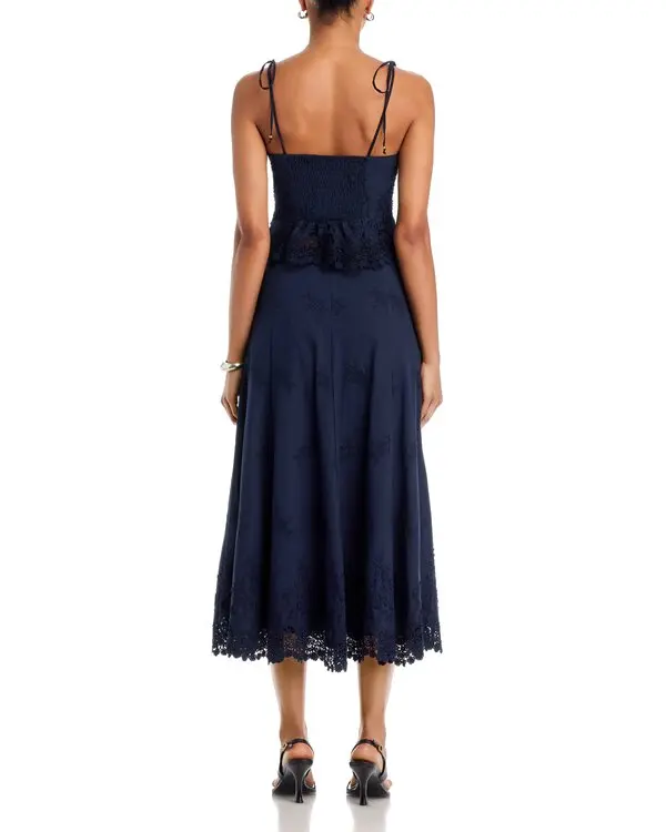 Aqua Embroidered Midi Skirt