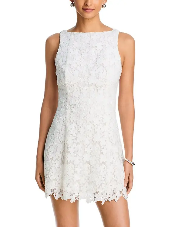 Aqua Lace 3d Flower Mini Dress Exclusive - White