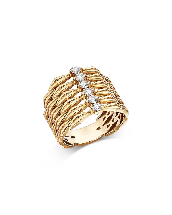 Bloomingdale'S Diamond Column Multirow Statement Ring In 14k Yellow 0.4 Tcw - Gold