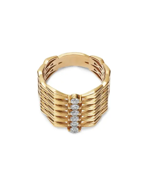 Bloomingdale'S Diamond Column Multirow Statement Ring In 14k Yellow