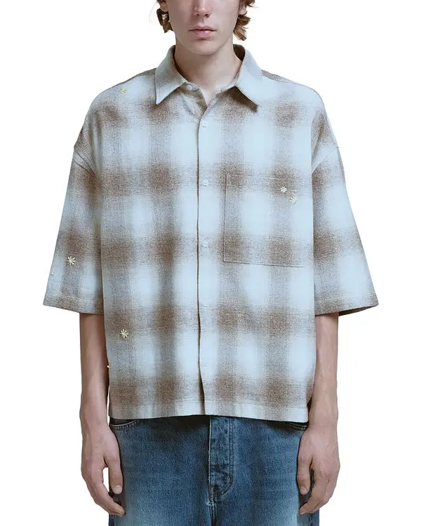 NAHMIAS Flannel Boxy Fit Shirt - Sand Flannel