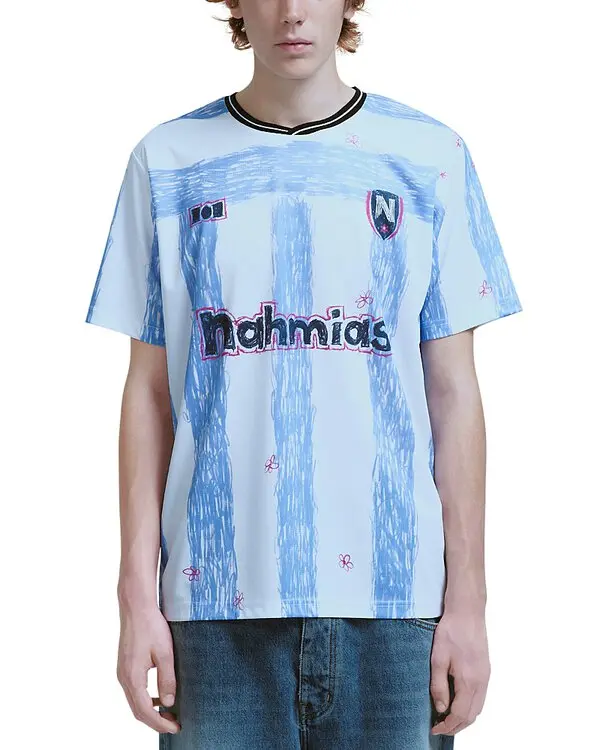 NAHMIAS Scribble Crewneck Logo Soccer Jersey - Blue Iris