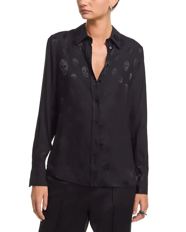 Alexander McQueen Skull Print Fluid Shirt - Black
