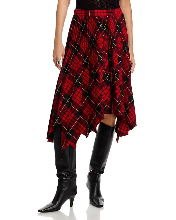 Alexander McQueen Tartan Pleated Skirt - Red/yellow