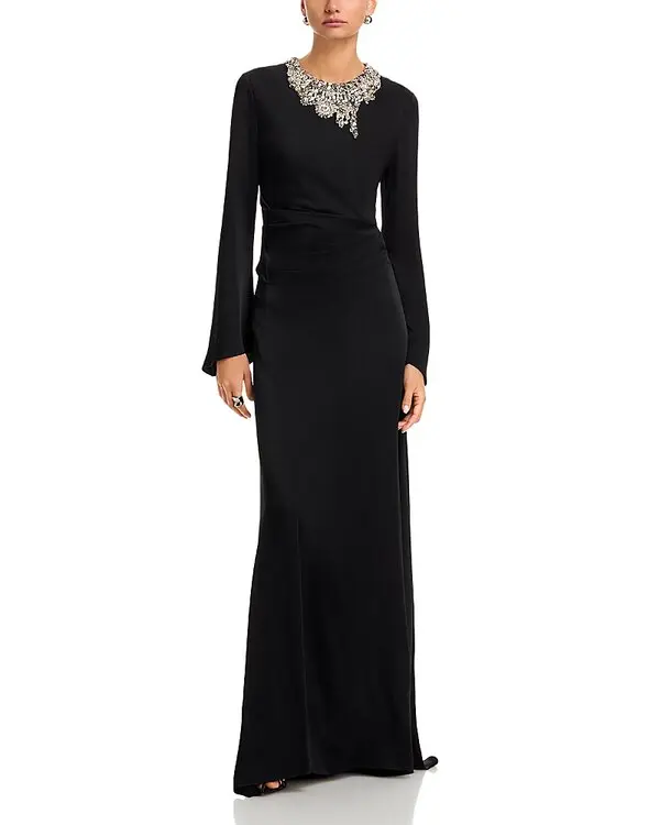Alexander McQueen Party Jewels Satin Gown - Black