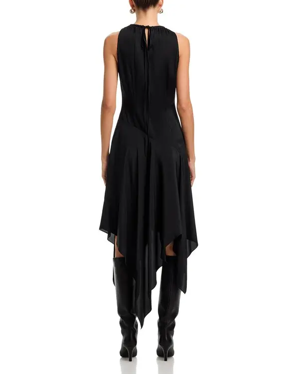 Alexander McQueen Satin Sleeveless Asymmetrical Dress