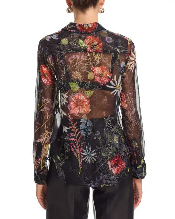 Alexander McQueen Silk Spiderweb Floral Shirt - Black