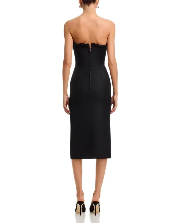 Alexander McQueen Strapless Wool Midi Dress With Crepon Trim