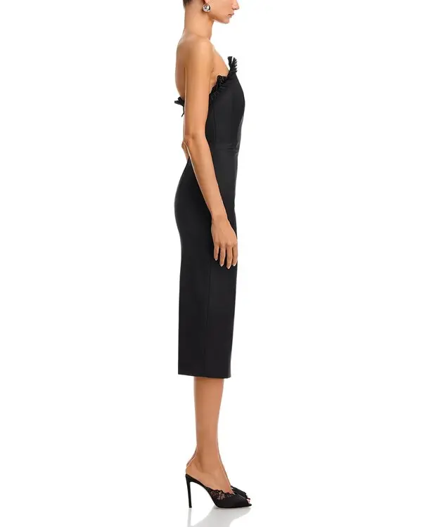 Alexander McQueen Strapless Wool Midi Dress With Crepon Trim